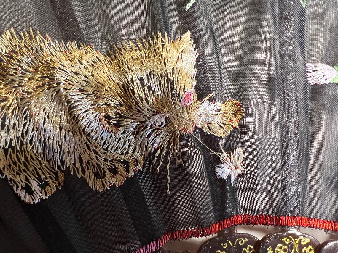 Ornamental Chinese Fan - Decorative, Semi-translucent With Embroidered ...