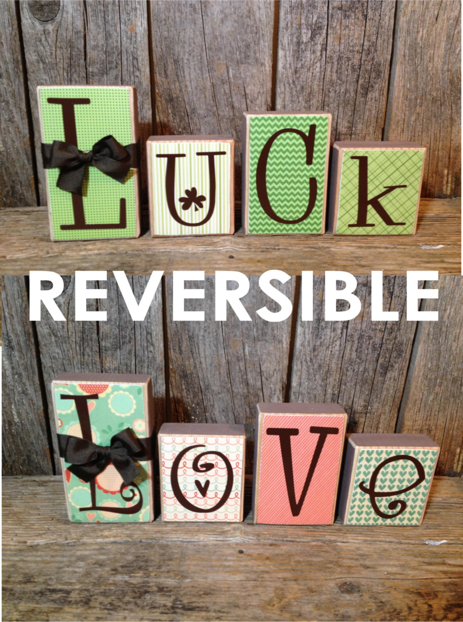 REVERSIBLE Valentine/winter Blocks Valentines Blocks | Etsy