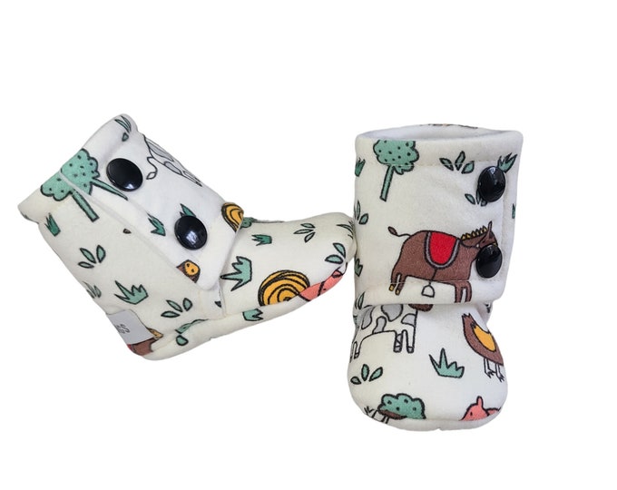 Animal Baby Booties, Baby Gift, Bear Baby Moccs, Baby Booties, Animal ...