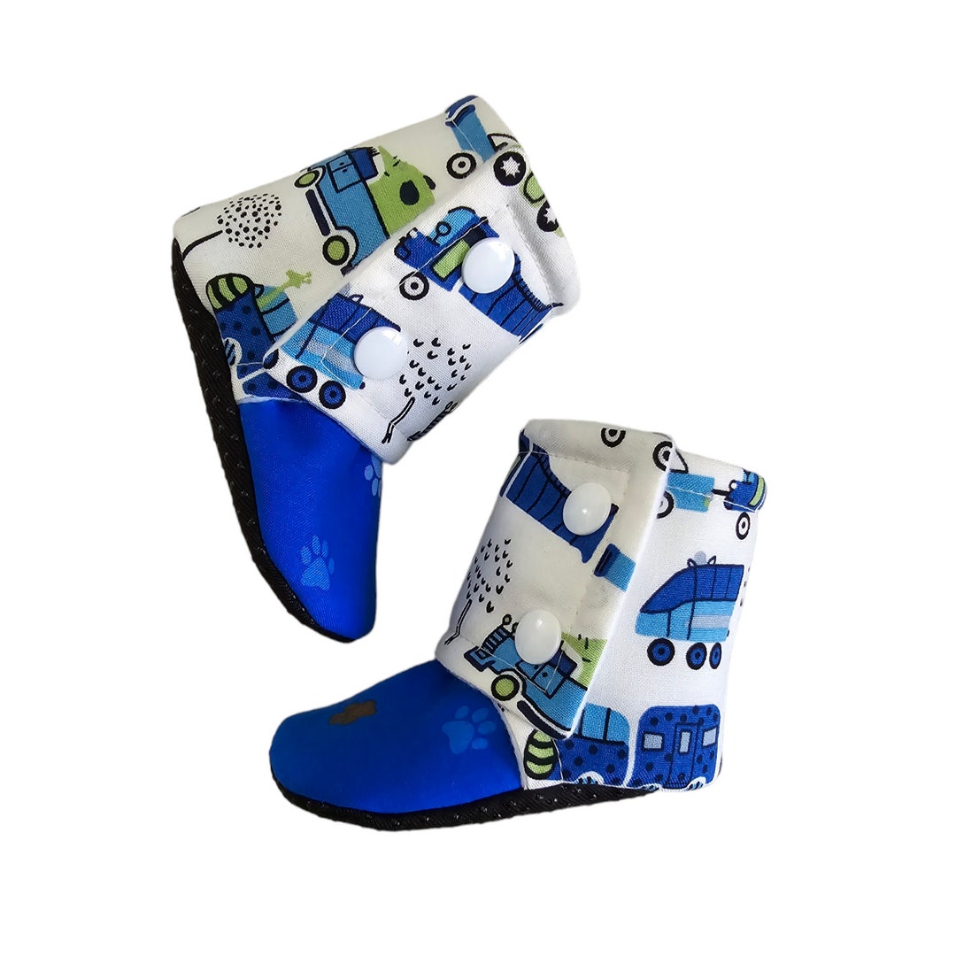 Car Baby Booties, Boy Baby Gift, Baby Boy Stay-on Boots, Fabric Boots ...