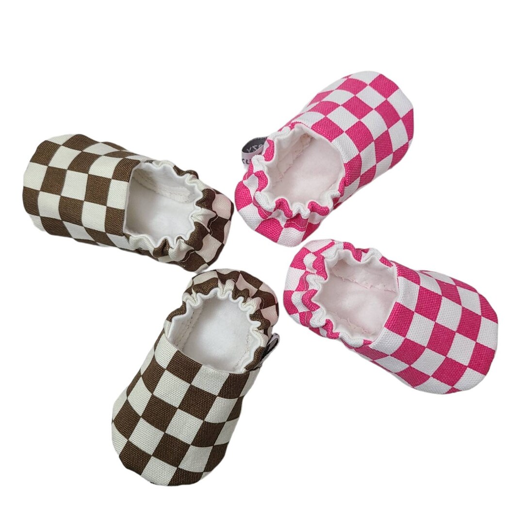 Checkerboard Baby Shoes, Retro Baby Slippers, Soft Sole Baby Shoes ...