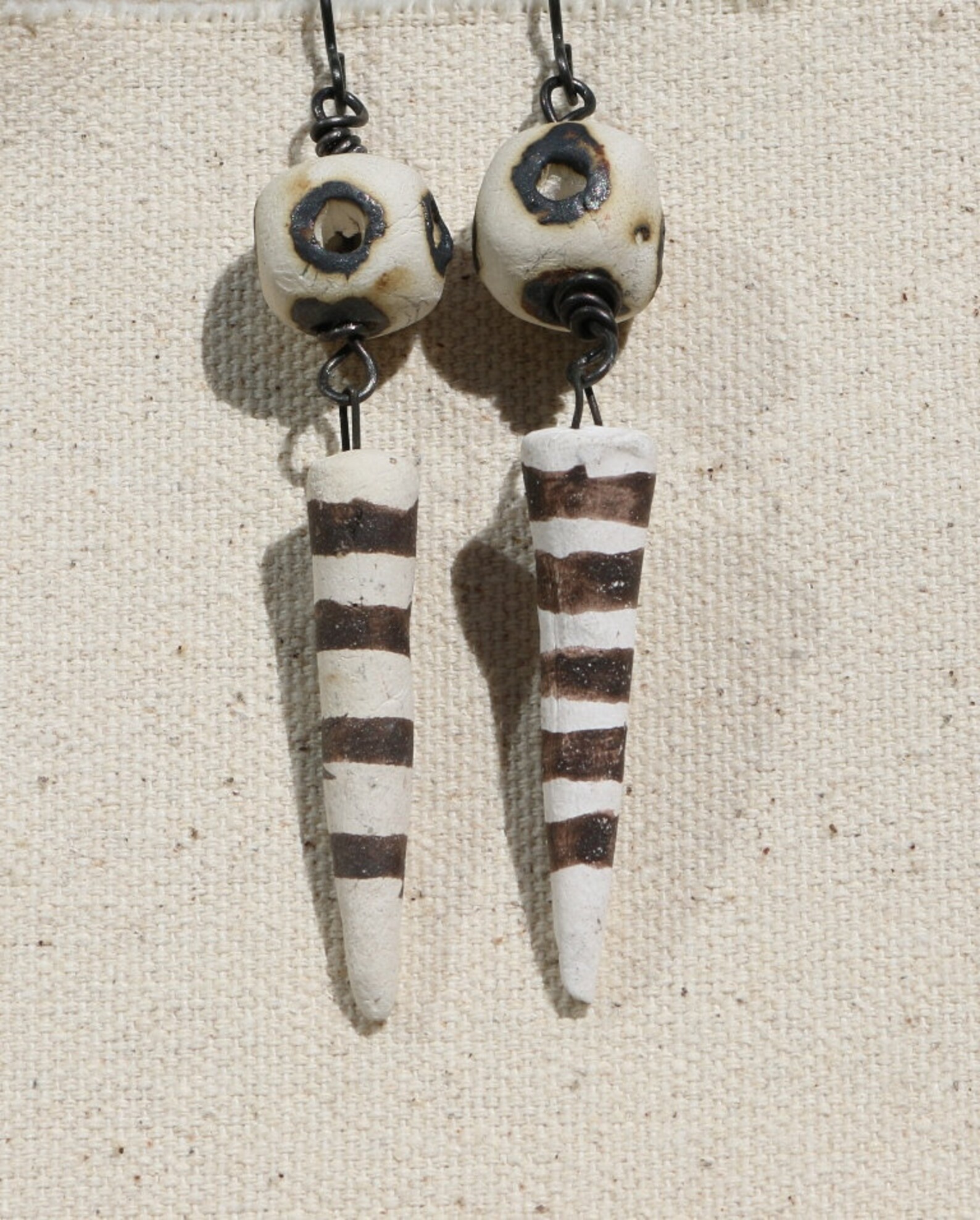 Black and White Rustic Earrings - Etsy