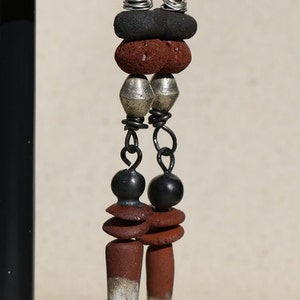 Terracotta and Silver Spike and Discs Rustic Earrings - Etsy