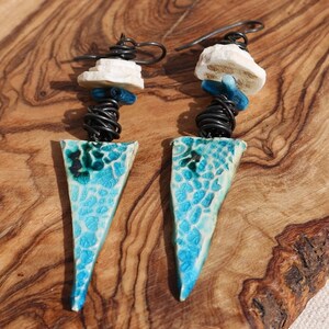 Lizard Skin Daggers and Ostrich Egg Shell Earrings - Etsy