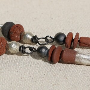 Terracotta and Silver Spike and Discs Rustic Earrings - Etsy