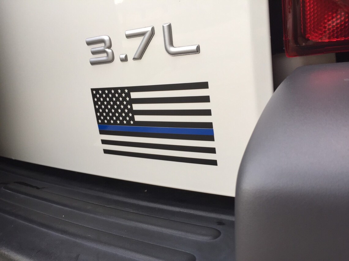 Thin Blue Line Flag Vinyl Decal American Flag Black White Police Cops ...