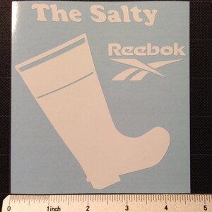 The Salty Reebok Vinyl Decal Sticker White Rubber Fishing Boot - Etsy