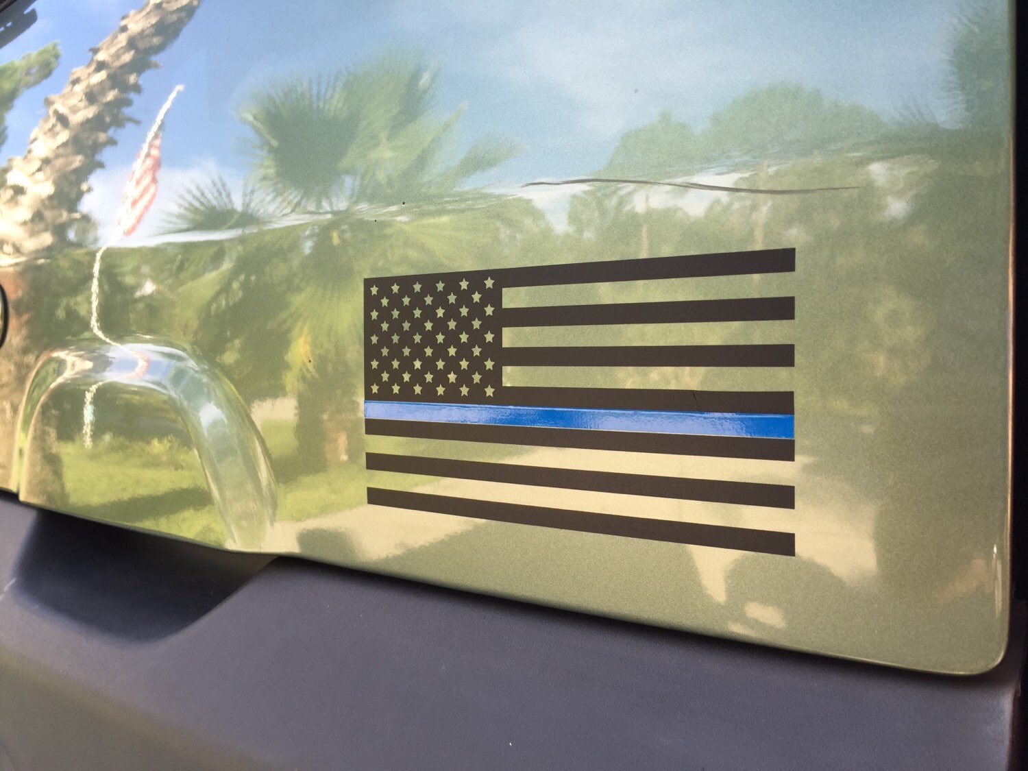 Thin Blue Line Flag Vinyl Decal American Flag Black White Police Cops ...