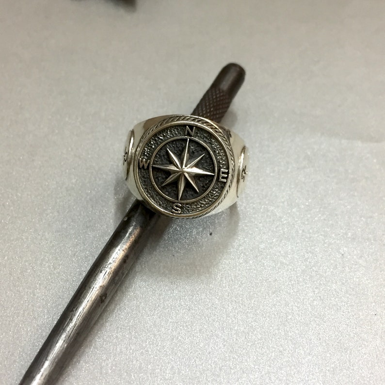 Silver Compass Ring Men Rings Sterling Silver Compass Ring Etsy