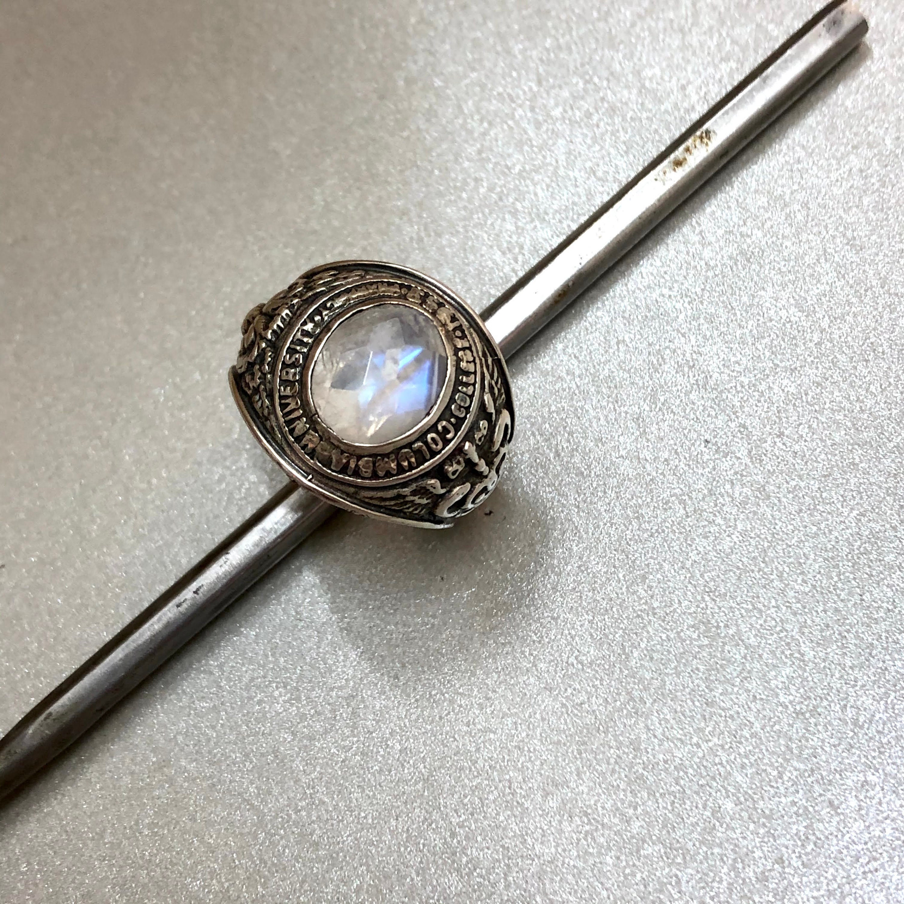 Moonstone College Ring Men's Moonstone ring Silver | Etsy