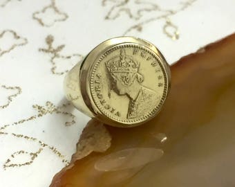 Gold Coin Ring Gold Signet Ring Gold Ring Antique Coin - Etsy