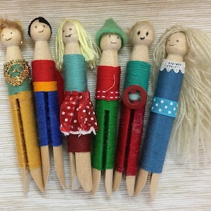 Yarn Wrapped Peg Dolls Make Your Own Peg Dolls Peg Doll Kit | Etsy