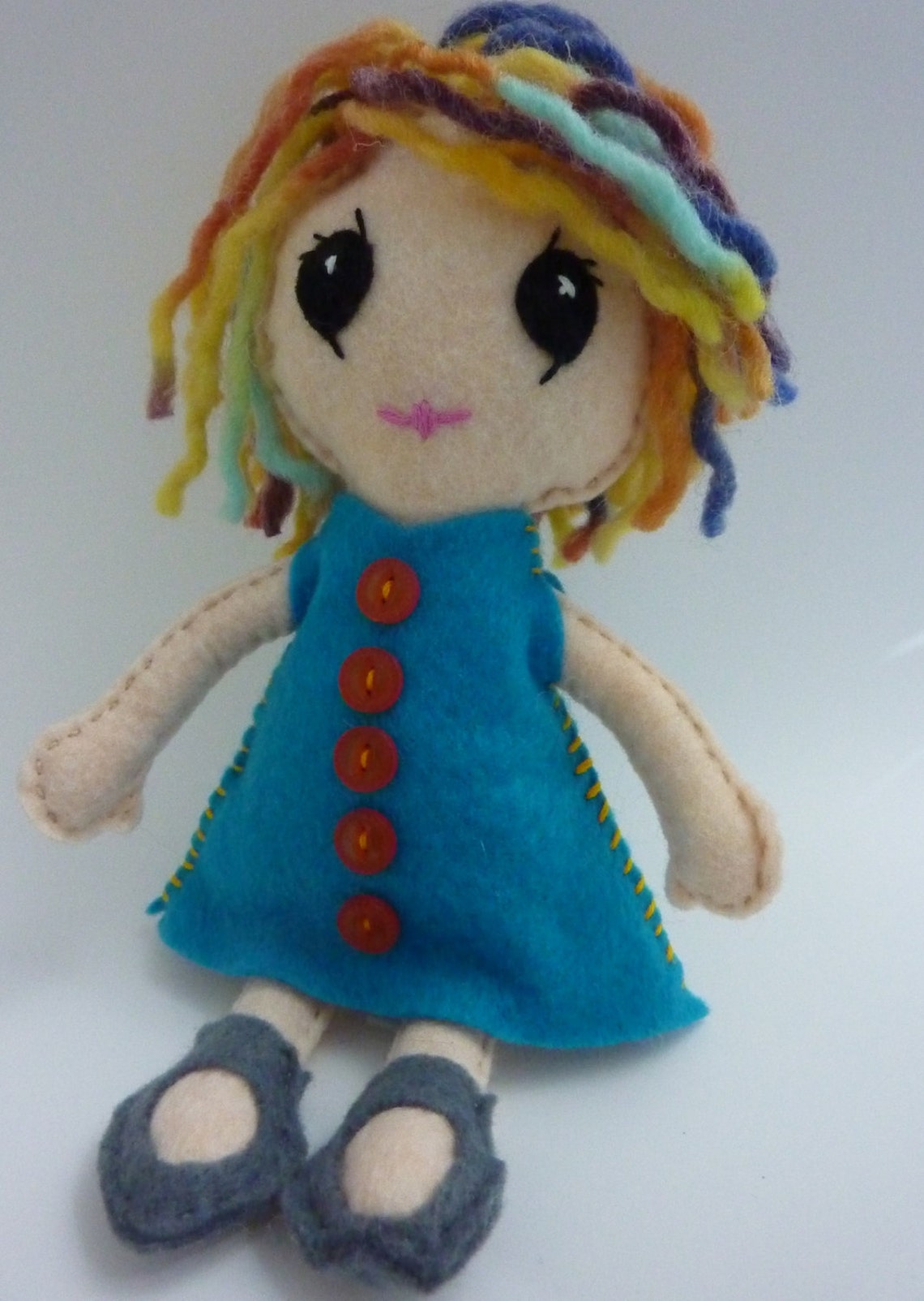 Woollen Hair Felt Doll one of a kind doll custom order | Etsy