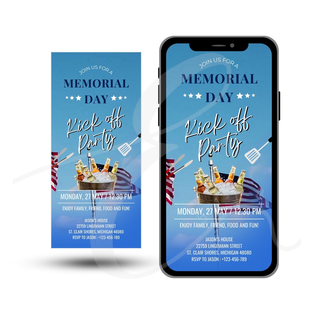 Animated Invitation, Memorial Day Party Invitation, Memorial Day Picnic ...