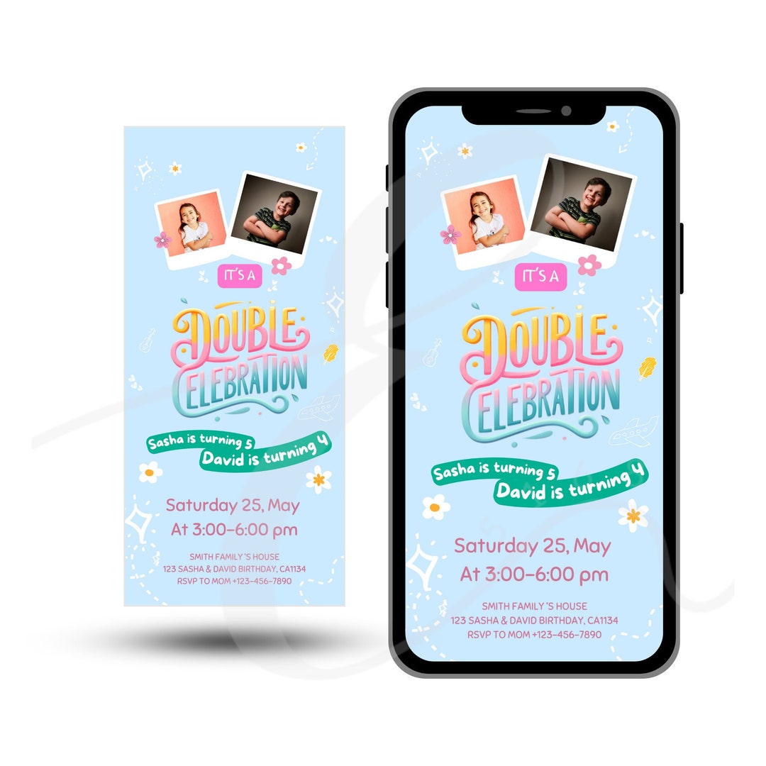 Animated Invitation, Double Birthday Invitation, Double Celebration ...
