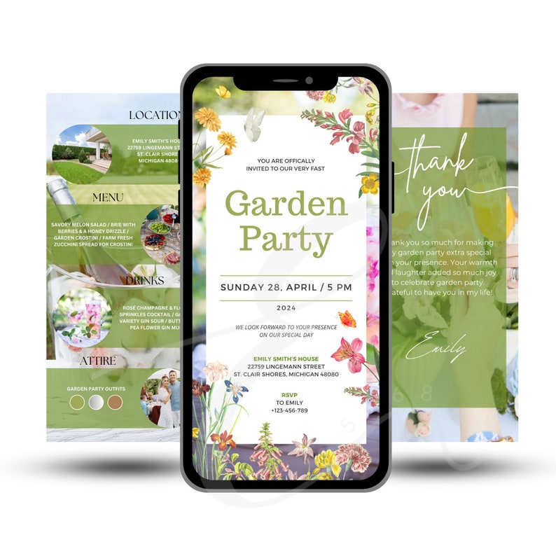 Digital Invitation, Garden Party Invitation, Wildflower Garden Party ...