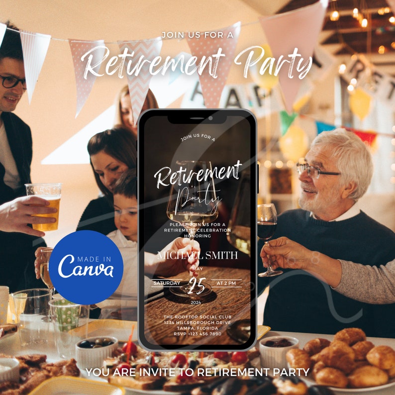 Digital Invitation, Retirement Invitation, Retirement Party Invitation ...