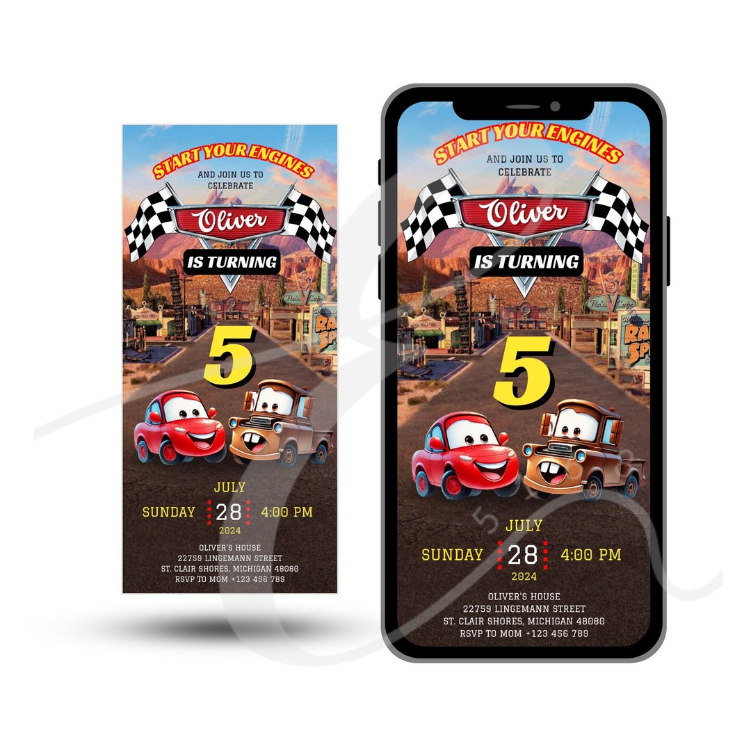 Animated Invitation, Cars Invitation, Cars in Birthday Invitation, Cars ...