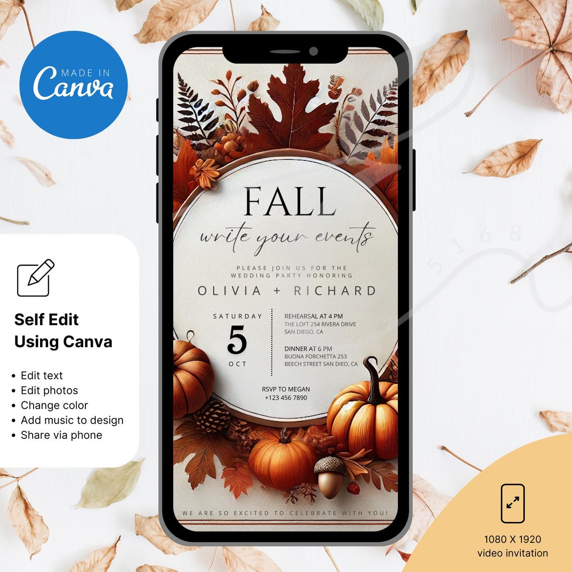 Animated Invitation, Rustic Fall Harvest Party Invitation, Autumn ...