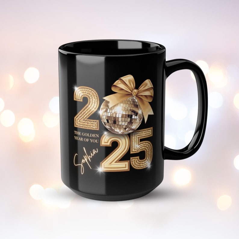 Personalized New Year Mug, Happy New Year 2025 Mug, Disco Ball Family ...