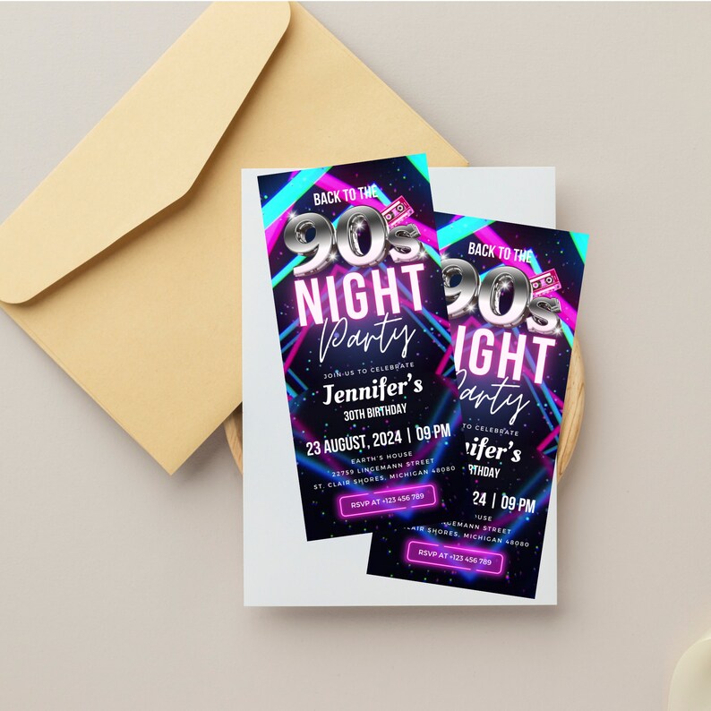 Digital Invitation, 90s Party Invitation, Back to the 1990s Animated ...