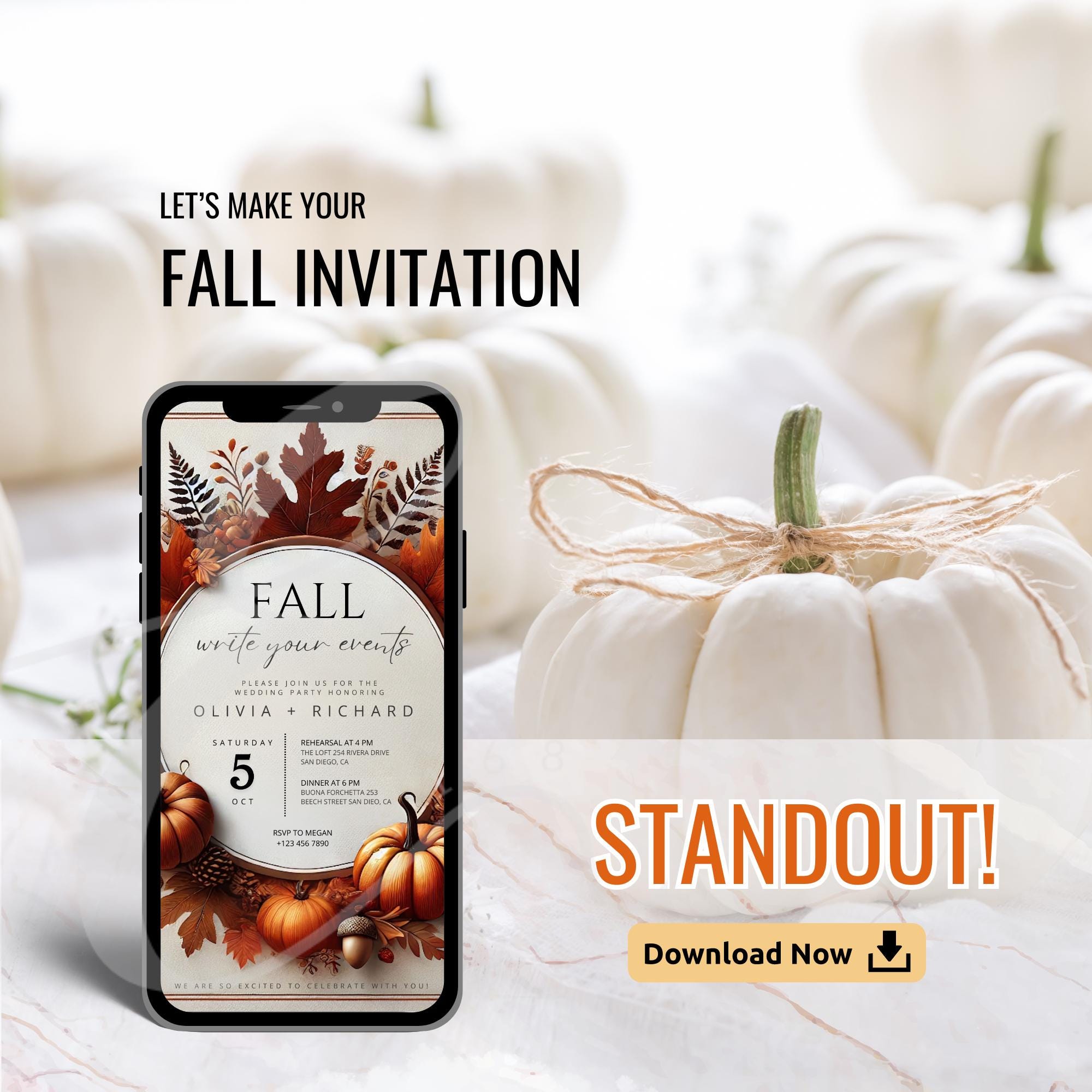 Animated Invitation, Rustic Fall Harvest Party Invitation, Autumn ...