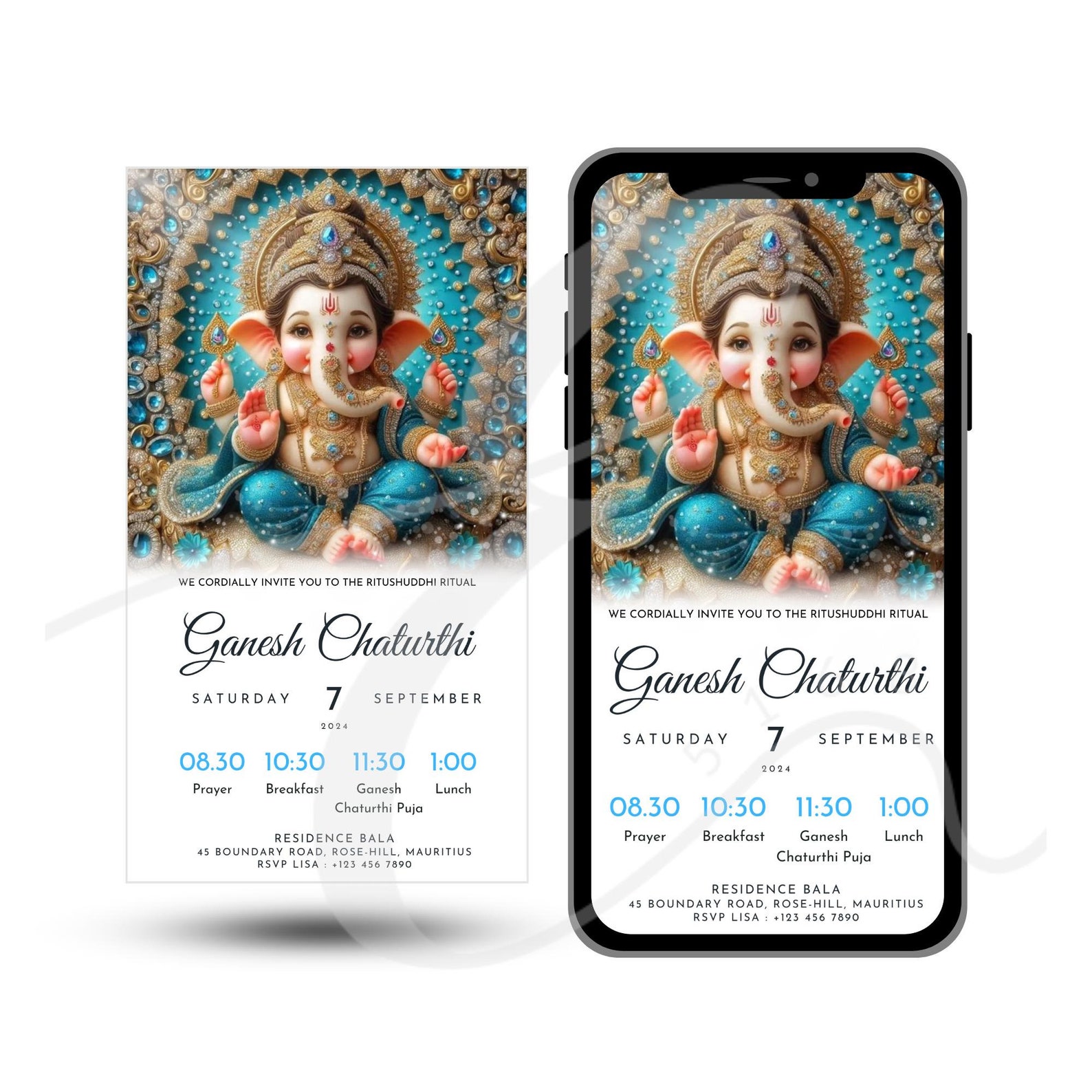 Digital Invitation, Ganpati Invitation Card, Ganpati Invitation ...