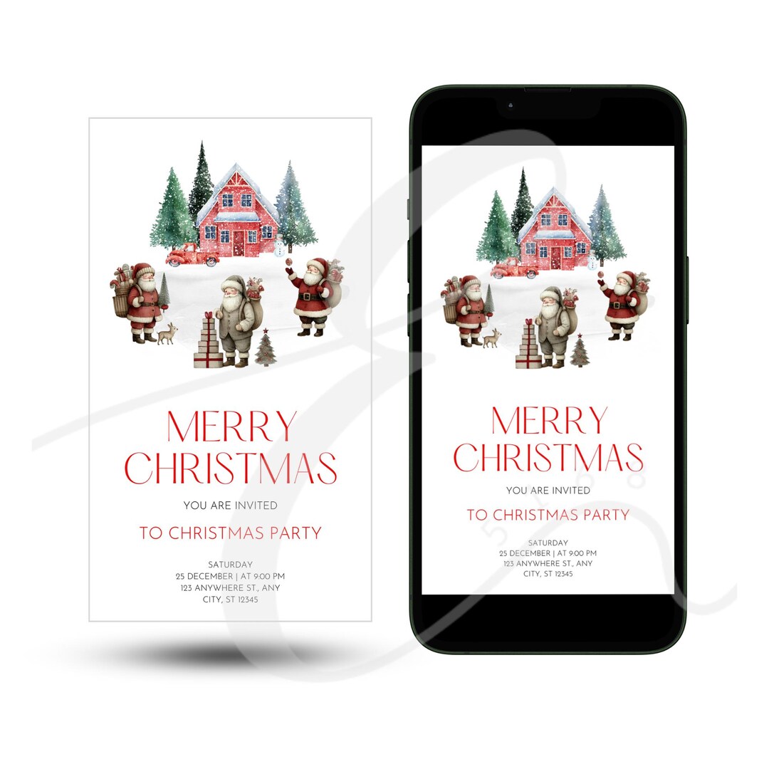 Digital Invitation, Christmas Party Invitation, Holiday Dinner Party ...