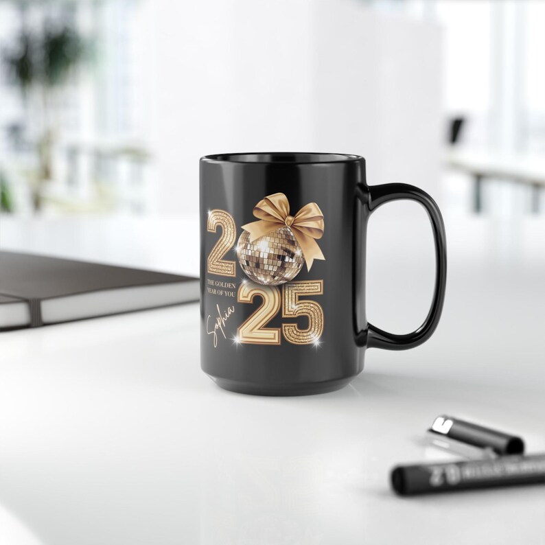 Personalized New Year Mug, Happy New Year 2025 Mug, Disco Ball Family ...