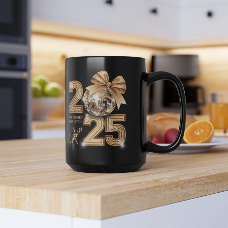 Personalized New Year Mug, Happy New Year 2025 Mug, Disco Ball Family ...