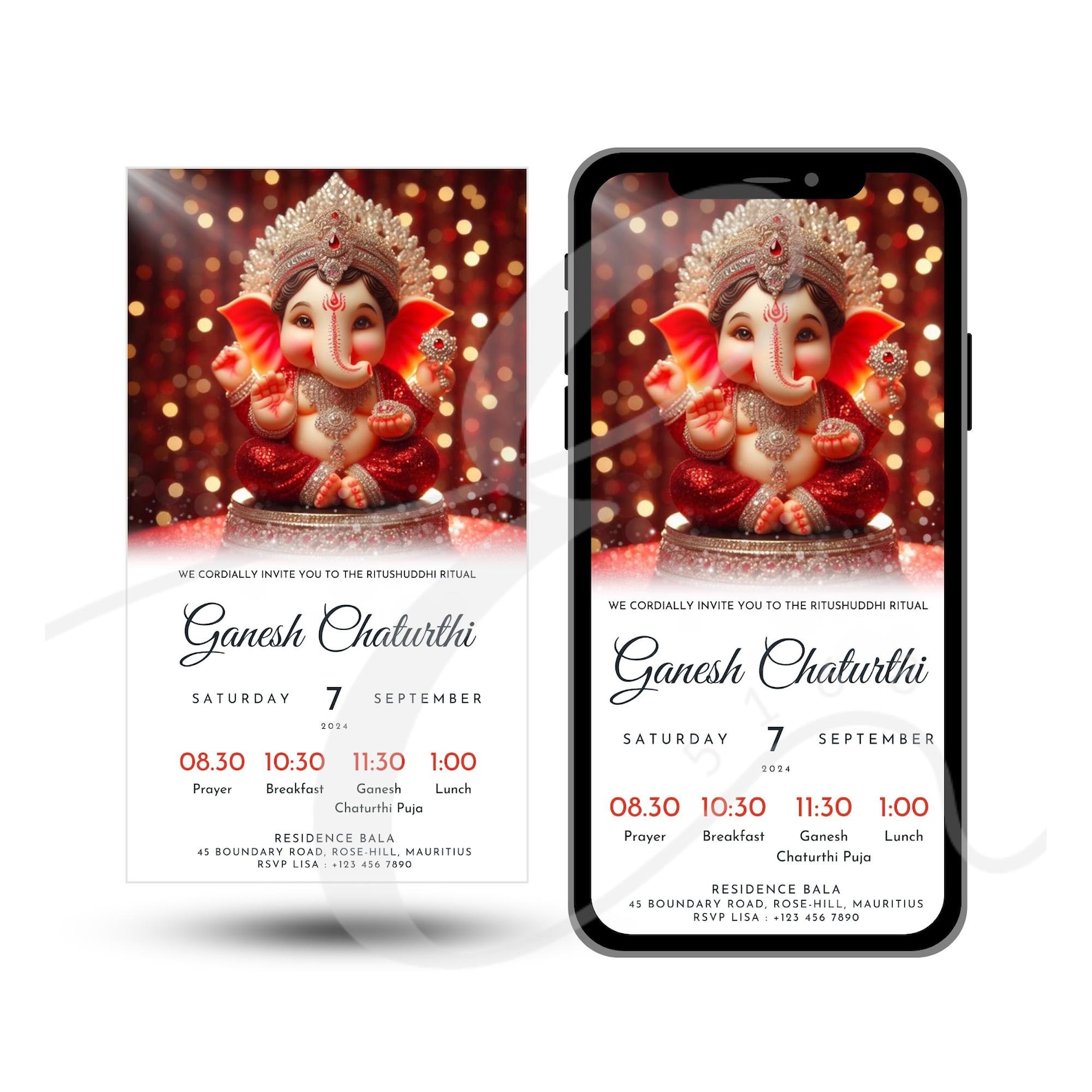 Digital Invitation, Ganpati Invitation Card, Ganpati Invitation ...
