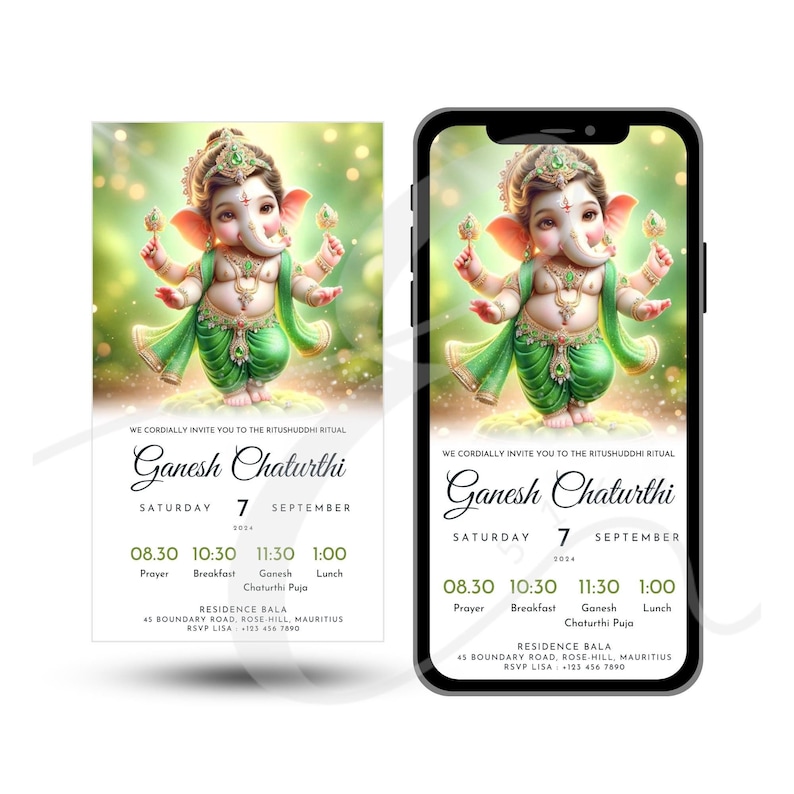 Digital Invitation, Ganpati Invitation Card, Ganpati Invitation ...
