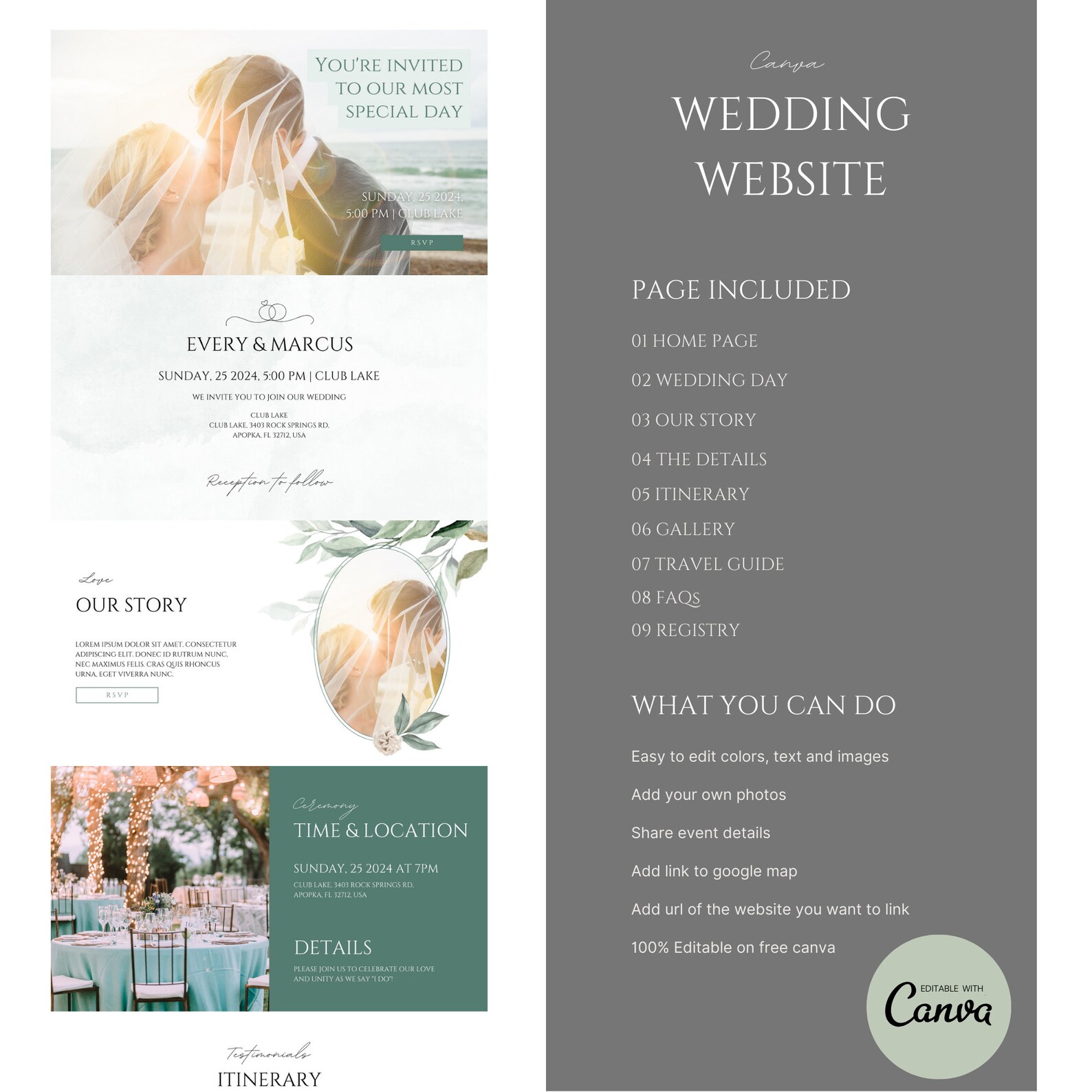 Wedding Website, Wedding Website Template, Wedding Website Canva ...