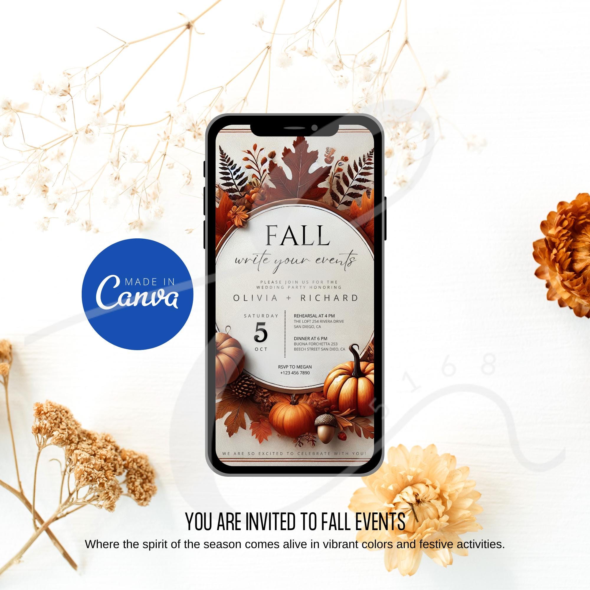 Animated Invitation, Rustic Fall Harvest Party Invitation, Autumn ...