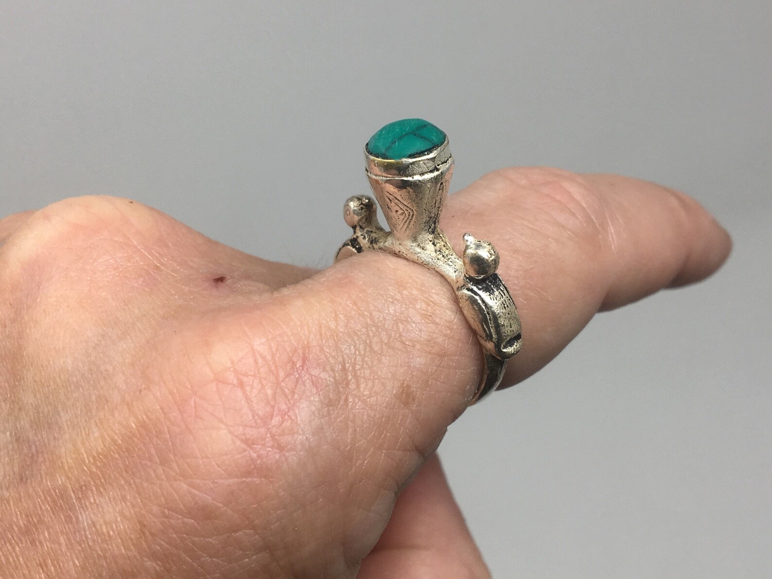 Ethnic Turkish Turquoise Silver Birds Tall Statement Ring Size - Etsy