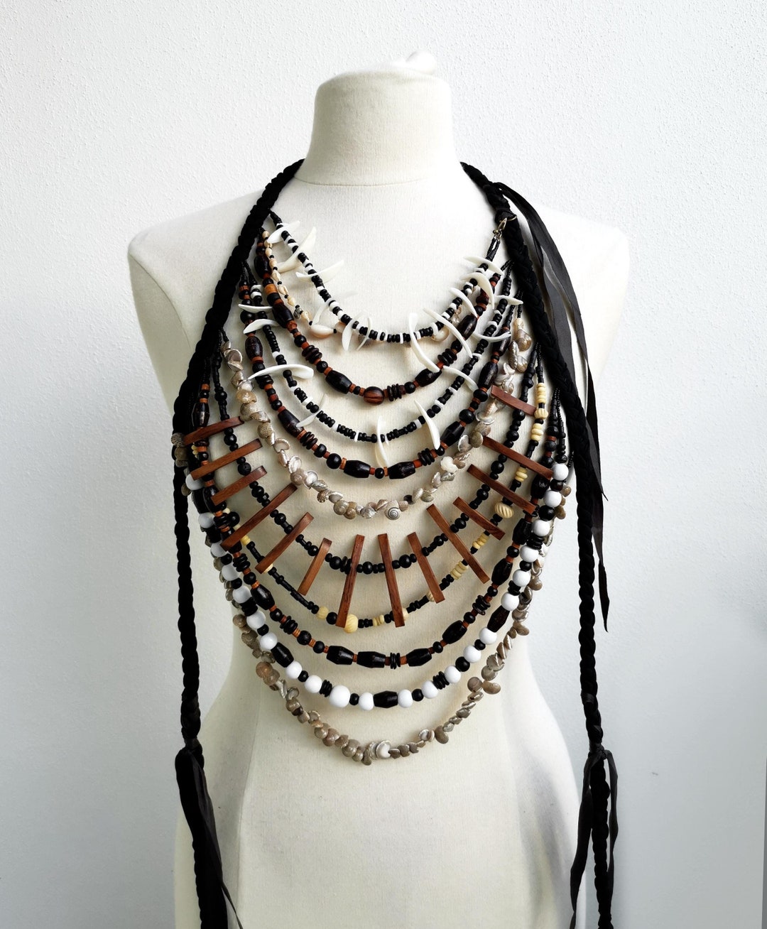 Dream Warriors Layered Multi Strand Necklace/body Jewelry/bib. Seashell ...