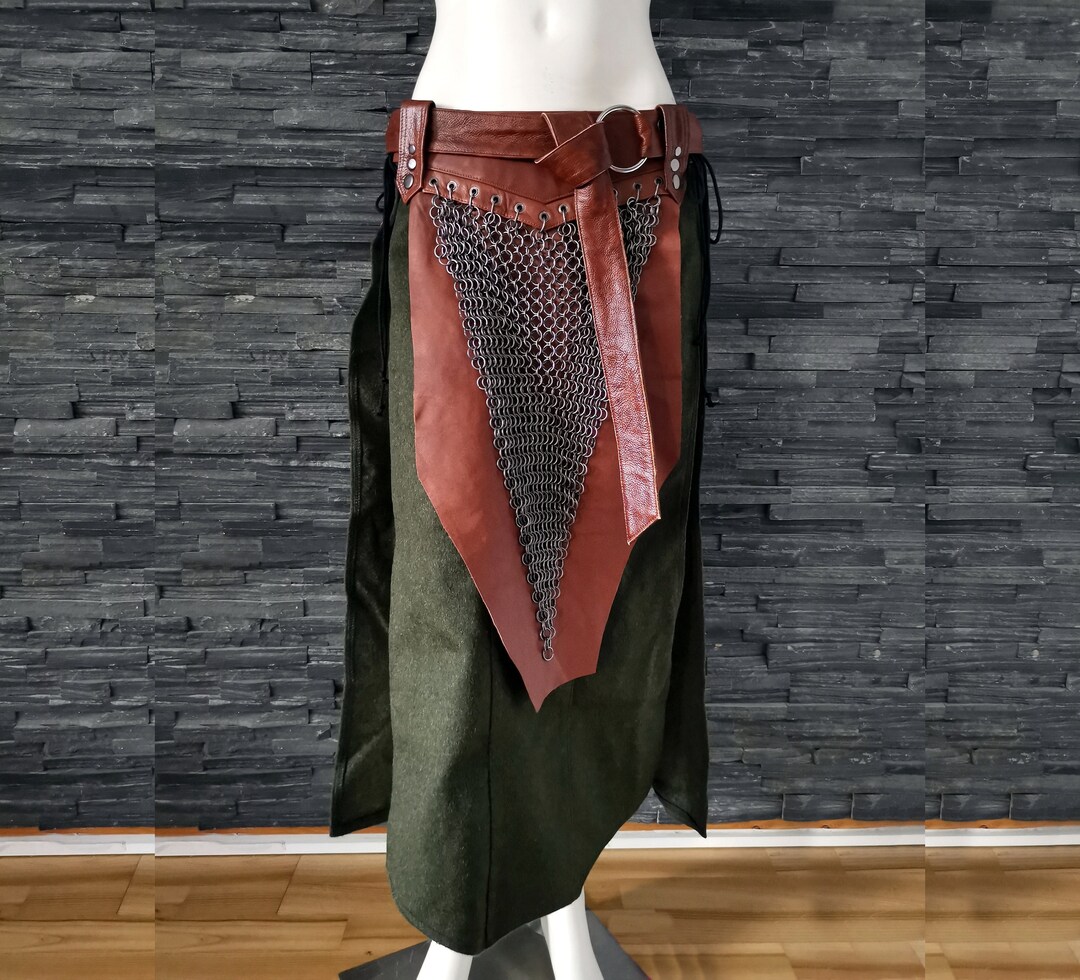 Dream Warriors Cognac Leather, Green Wool &chainmaille Loincloth ...