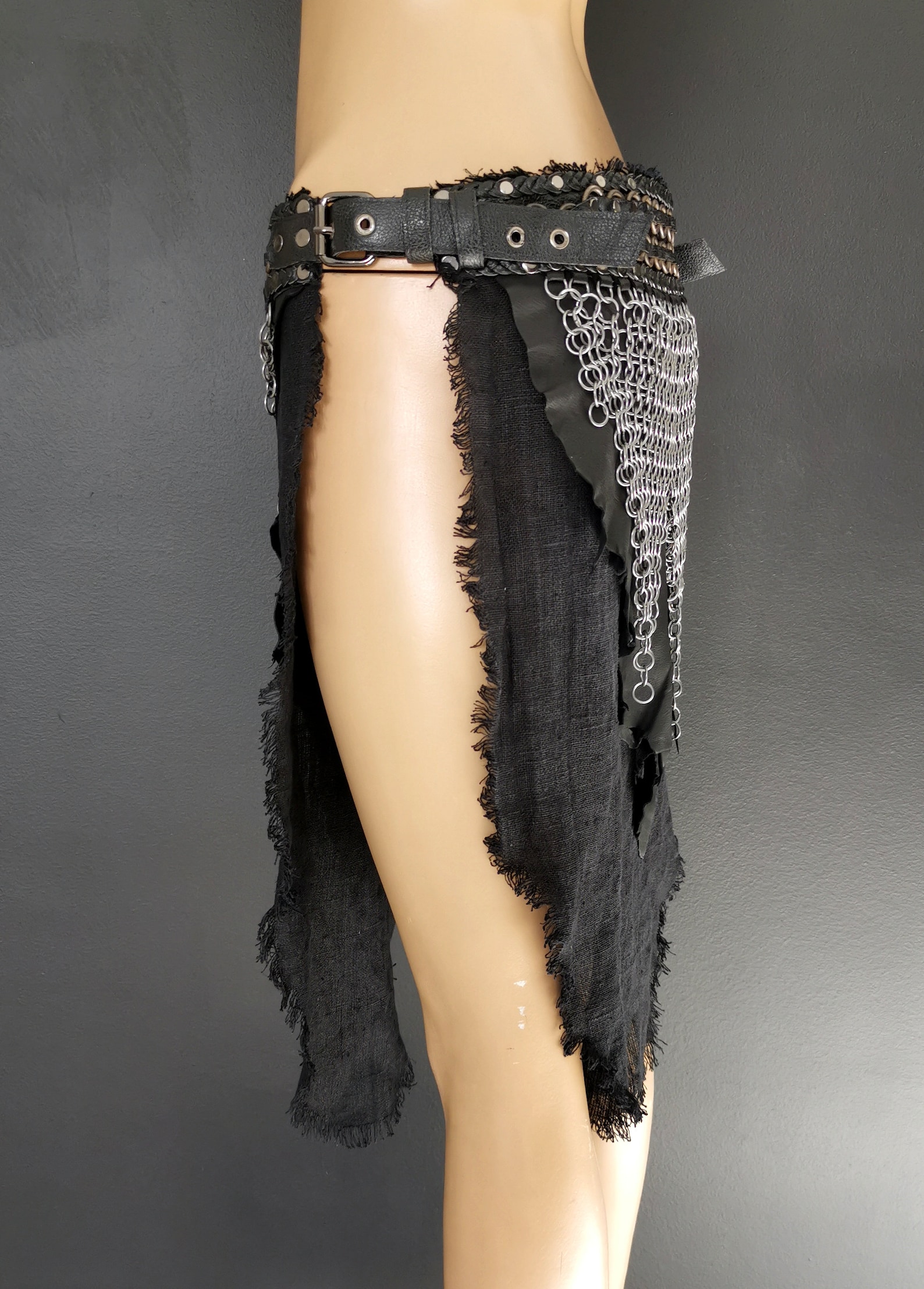 Dream Warriors Black Leather & Chainmaille Loincloth. Chain - Etsy