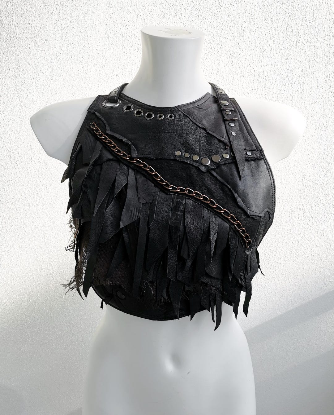 Black Leather Crop Top: Post-apocalyptic Cosplay, Festival Fashion - Etsy