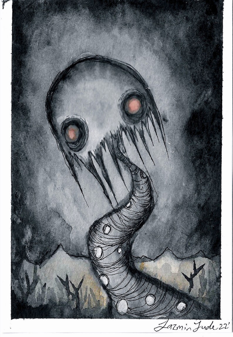 Scary Monster - Spooky Monster - Worm Monster - Worm Art - Weird Worm ...