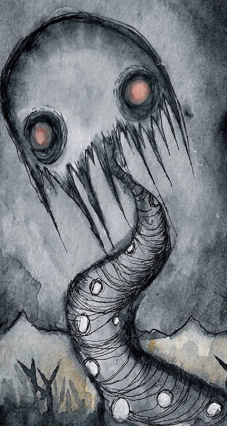Scary Monster - Spooky Monster - Worm Monster - Worm Art - Weird Worm ...