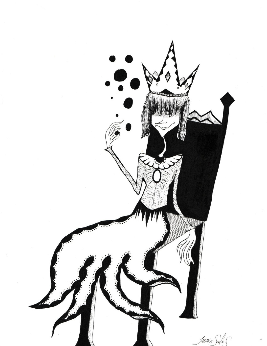 Creepy Princess Art Illustration - Princess Drawing Art - Sharpie Ink ...