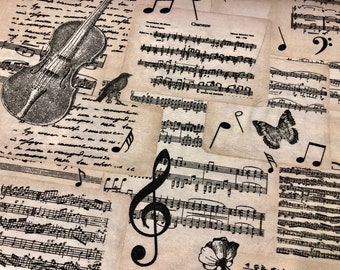 Small Musical Notes Cotton Fabric Music Note Print Material | Etsy