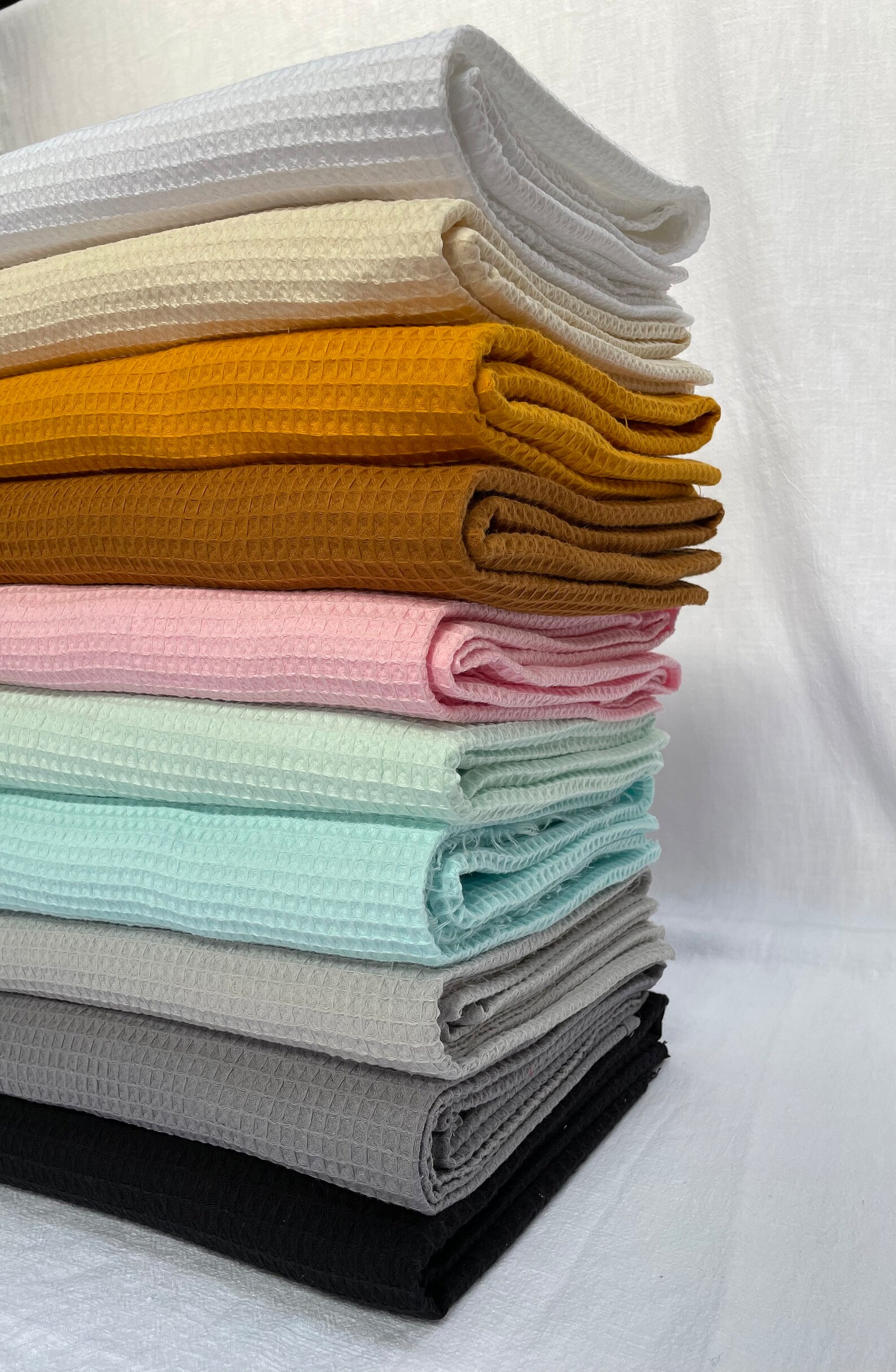 Cotton WAFFLE Pique Honeycombe Fabric Material - Bathrobe, Gown, Towel ...