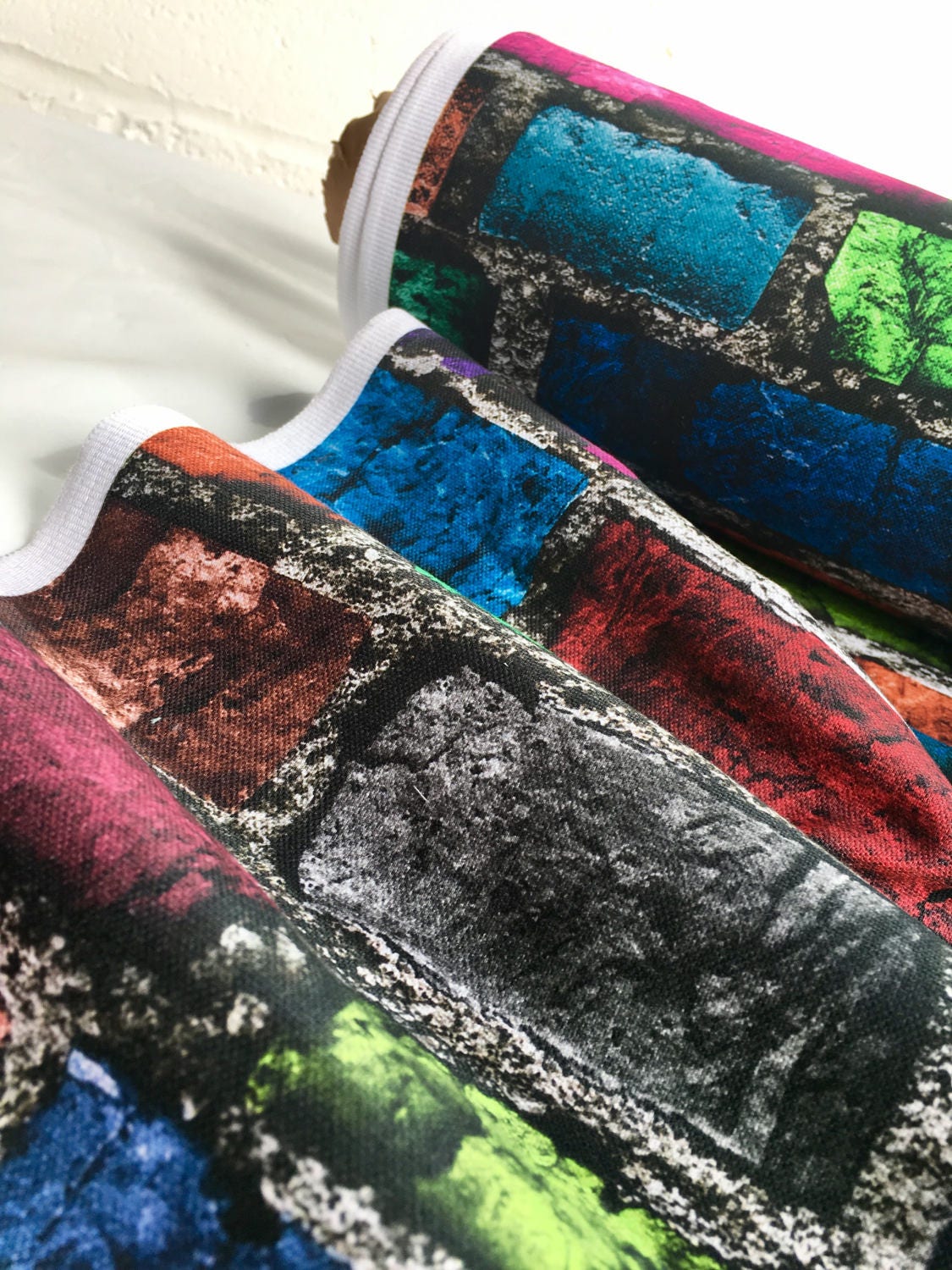 COLOUR BRICK Wall Effect Fabric Curtain Cotton Material color | Etsy