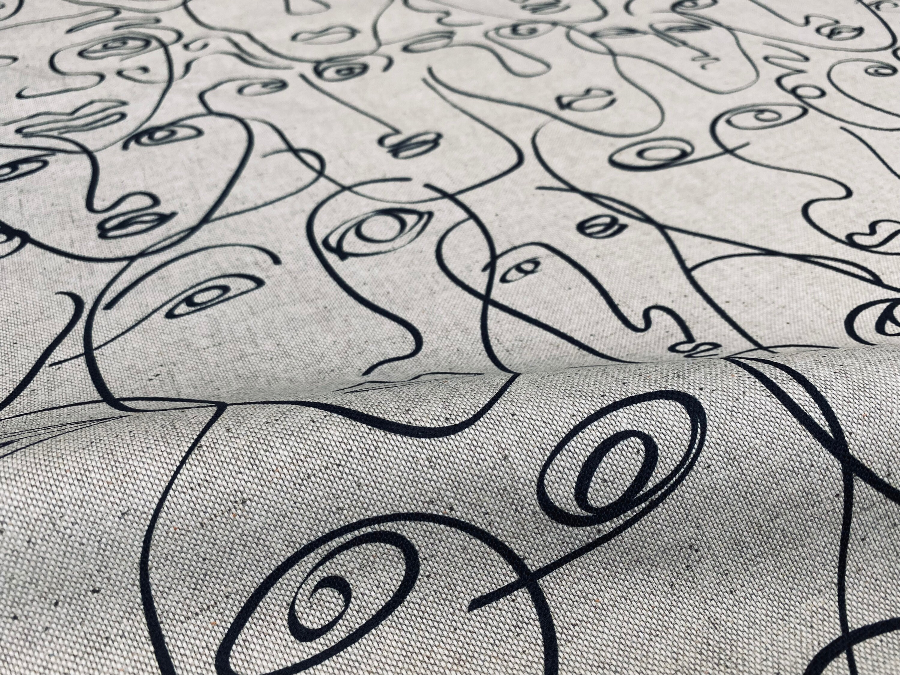 Picasso Faces Digitally Printed Fabric Furnishing Curtain | Etsy