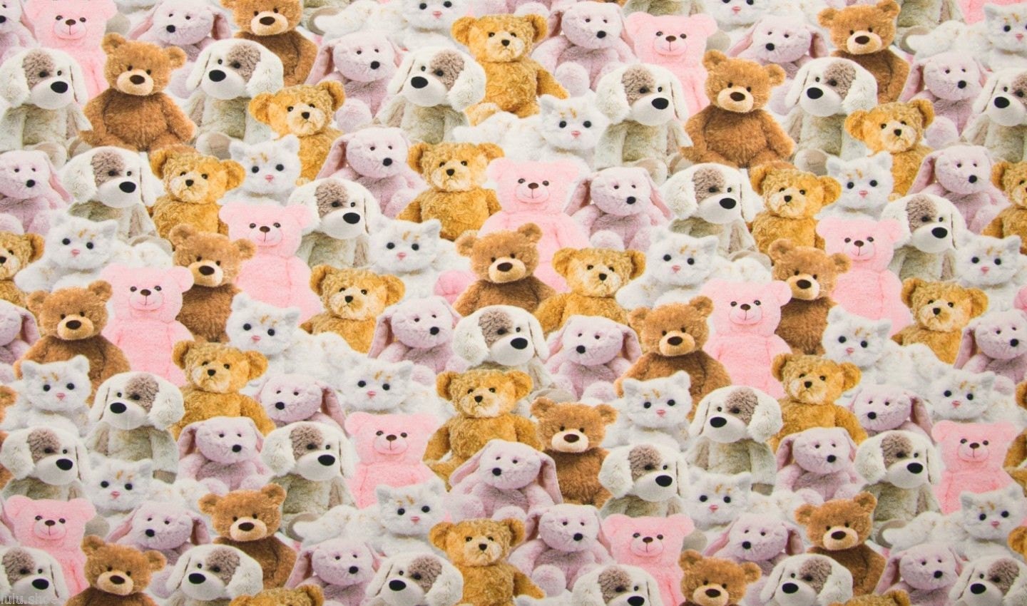 SALE - Sweet Teddy Bear Fabric Plush Toys Cats Bears Dogs - Stretch ...