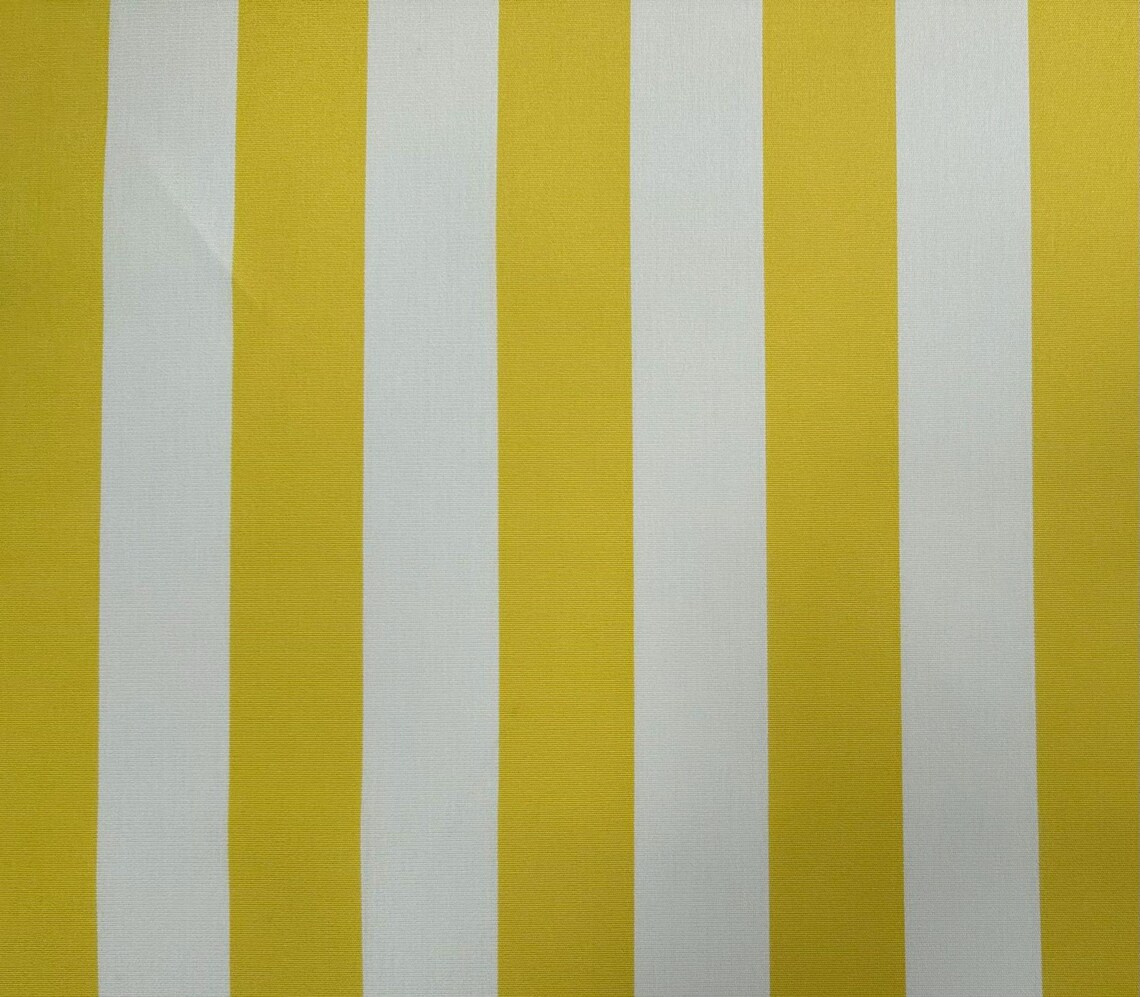 Yellow & White Striped DRALON Outdoor Fabric Acrylic Teflon Waterproof ...