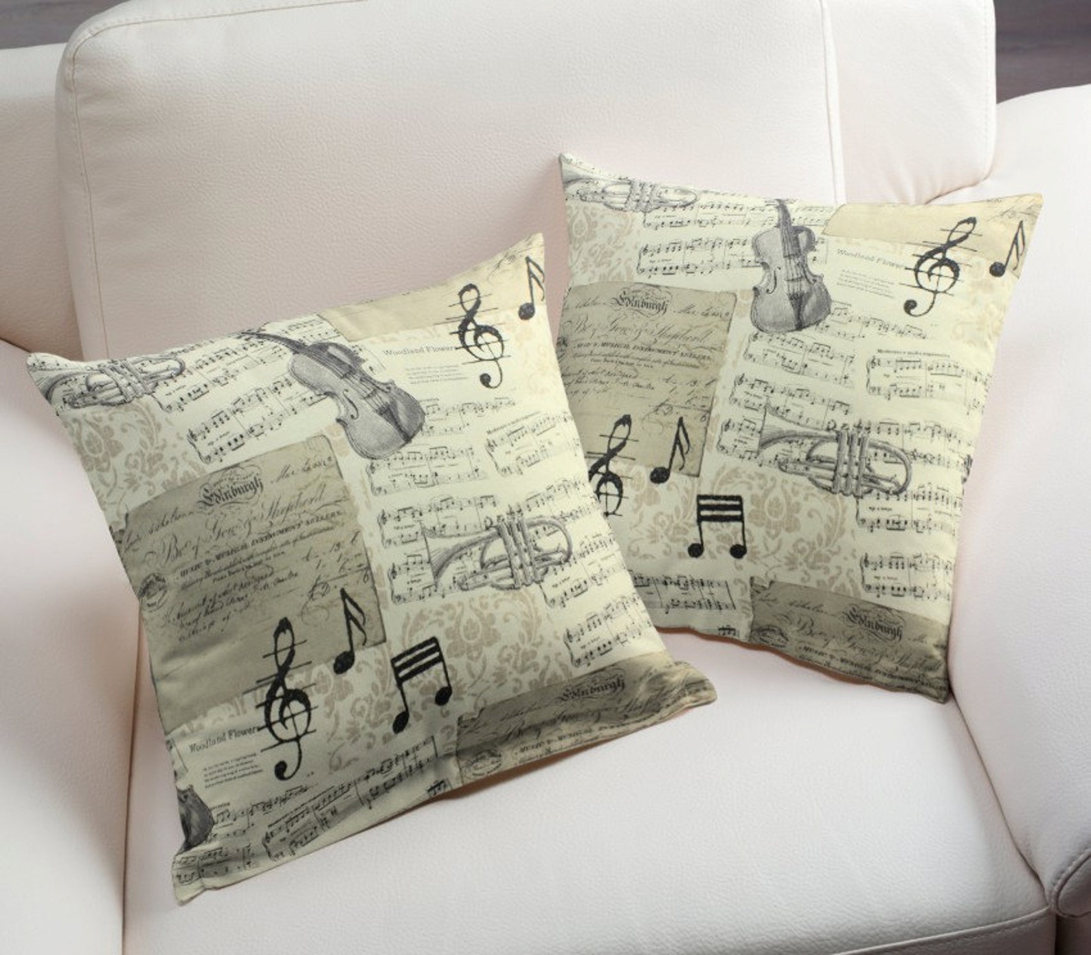 Small Musical Notes Cotton Fabric Music Note Print Material - Home ...