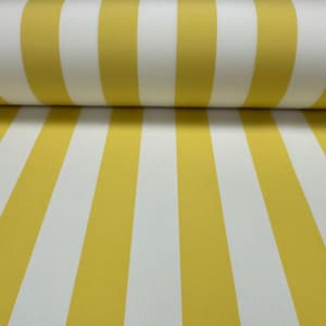 Yellow & White Striped DRALON Outdoor Fabric Acrylic Teflon Waterproof ...